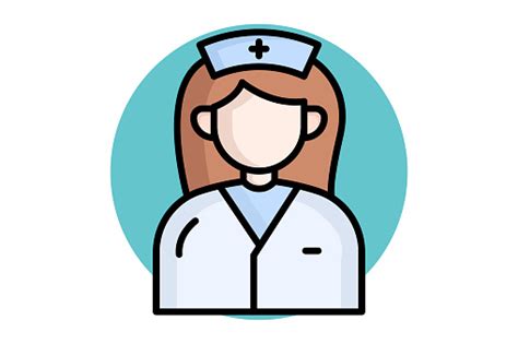 간호사 아이콘입니다 색상이 지정된 윤곽선 아이콘 스타일입니다 의료와 관련된 아이콘입니다 건강 요소 벡터 일러스트 레이 션 간호사에 대한 스톡 벡터 아트 및 기타 이미지