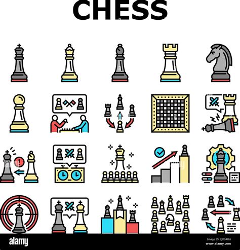 Chess Smart Strategy Game Figure Icons Set Vector Stock Vector Image