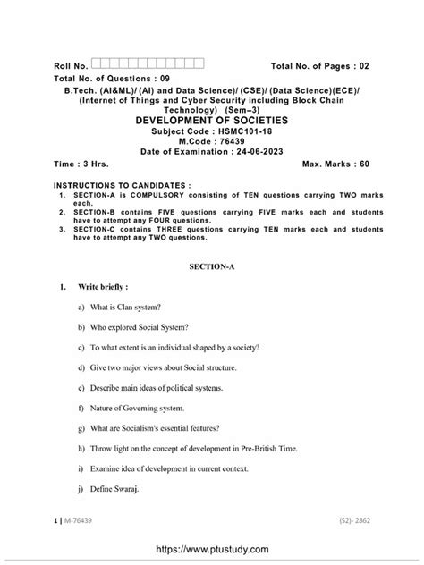 btech cse 3 sem development of societies 76439 jun 2023 pdf