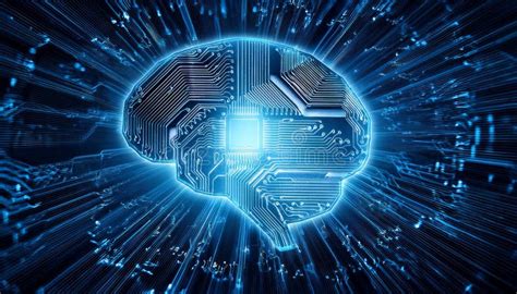 Intricate Circuit Board With Illuminated Brain Symbol Representing