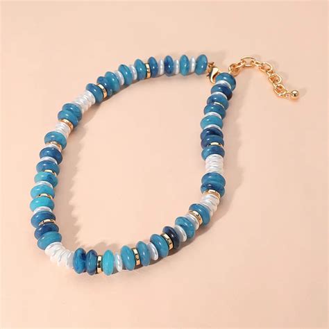 Sensibling Corp Marbled Round Shaped Beads Pearl Beaded Necklace