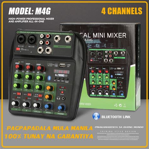 M4G Professional Audio Mixer 4 Na Channel Na Stereo Output PC Bluetooth USB MP3 Shopee Philippines