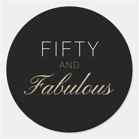 50 And Fabulous Black White 50th Birthday Party Classic Round Sticker