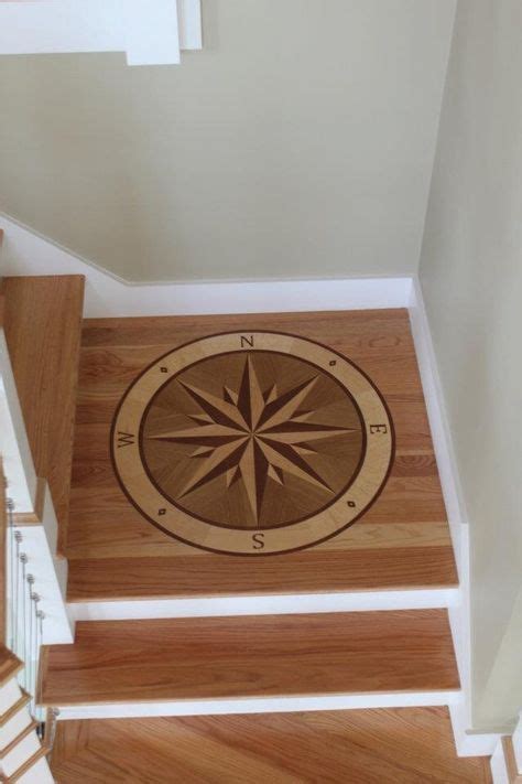 Wood Flooring Medallion Compass Rose Inlay For Foyer