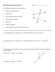 Unit 1 Foundations Of Geometry Test Review Pdf Review For Summative Assessment 1 Name Use