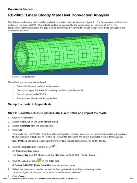 Rd 1085 Linear Steady State Heat Convection Analysis Pdf Pdf Heat