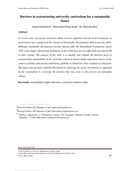 Pdf Barriers In Restructuring University Curriculum For A Sustainable Future