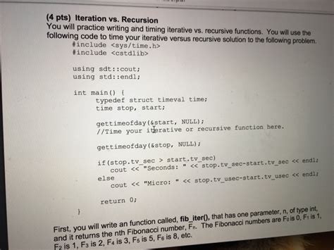 Solved 4 Pts Iteration Vs Recursion You Will Practice