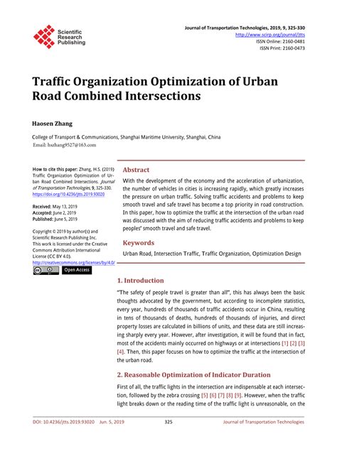PDF Traffic Organization Optimization Of Urban Road Combined Intersections