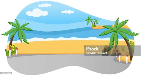 열대 해안 바다와 구름과 푸른 하늘에 대한 섬에 도로 근처 해변에 야자수 0명에 대한 스톡 벡터 아트 및 기타 이미지 0명 관광 교통수단 Istock