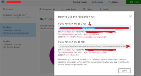 Azure Cognitive Services Iteration Id For A Customvision Project For Use In Msflow Action