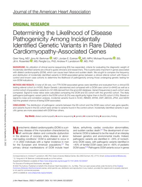 Pdf Determining The Likelihood Of Disease Pathogenicity Among Incidentally Identified Genetic