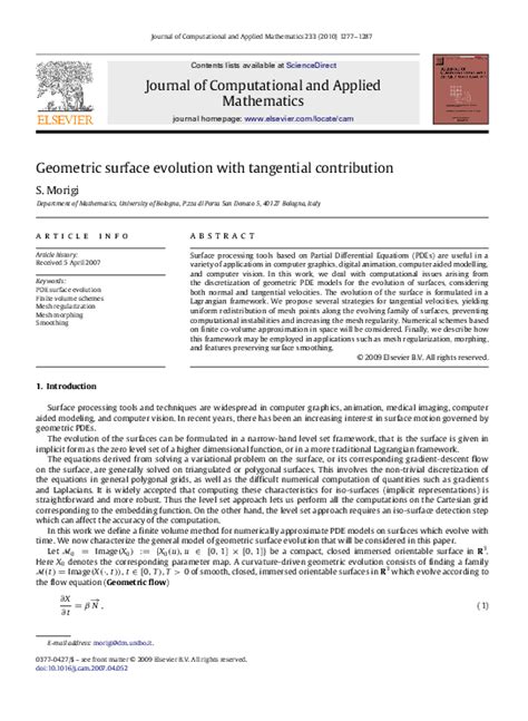 Pdf Geometric Surface Evolution With Tangential Contribution
