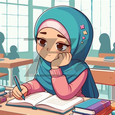 دانلود وکتور دختر باحجاب مشغول کتابخوانی دانلود رایگان فایل لایه باز، Psd، وکتور، لوگو و موکاپ