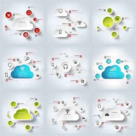 Cloud Computing Vector Illustration Infographics Set Technology