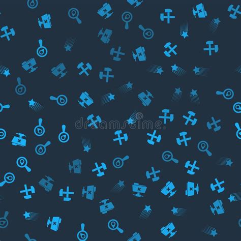 Set FTP Cancel Operation Two Crossed Hammers Falling Star And Search Location On Seamless