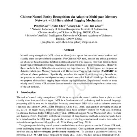 Chinese Named Entity Recognition Via Adaptive Multi Pass Memory Network
