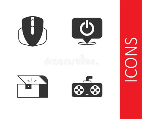 Set Game Controller Or Joystick Computer Mouse Chest For Game And