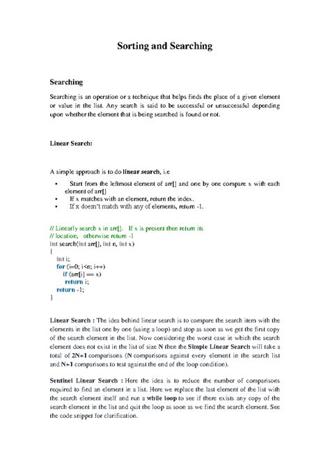 Sorting And Searchingunit 6 Sorting And Searching Searching