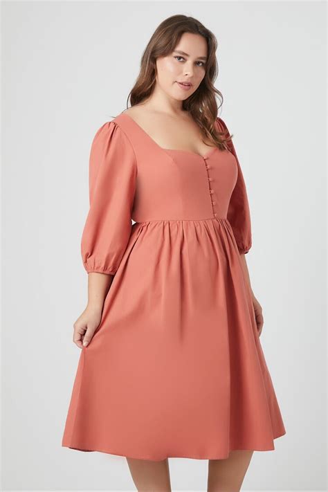 Plus Size Peasant Sleeve Midi Dress Forever21us