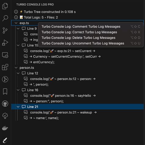 comment log messages turbo console log documentation