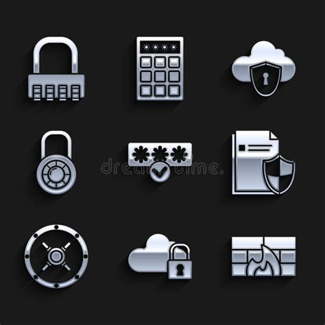 Set Password Protection And Safety Access Cloud Computing Lock Firewall Security Wall