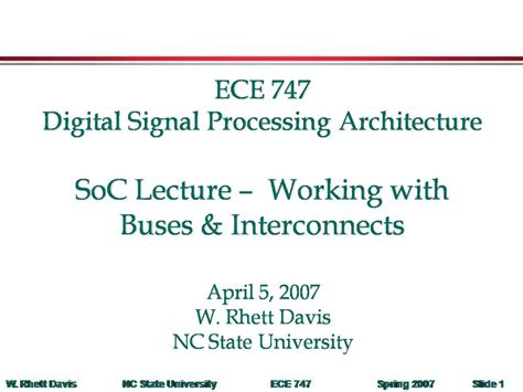 PPT ECE Digital Signal Processing Architecture SoC Lecture Working With Buses