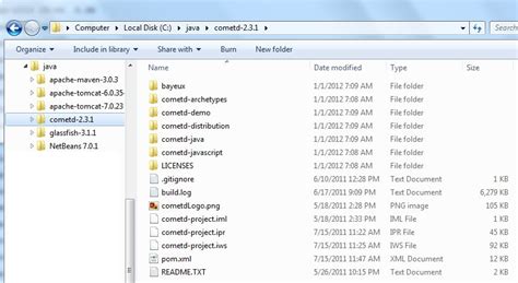 running cometd 2 examples locally on tomcat using maven and netbeans