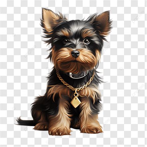 사랑스러운 요크셔 테리어 강아지는 금 사슬을 입고 귀여운 우아함을 보입니다 사랑스러운 요크셔 테리어 강아지 Png 일러스트 및 이미지 에 대한 무료 다운로드 Pngtree