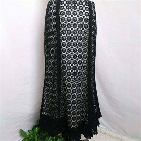 Polli Says Skirts Polli Says Midi Lace Black Nude Skirt 4 Ruffle