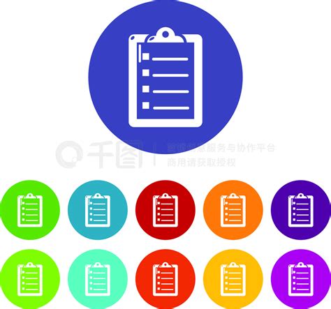 背景检查免抠元素 任何网络设计的清单象彩色组传染媒介在白色背景检查列表图标设置矢量颜色 模板免费下载 eps格式 1500像素 编号
