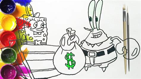 Belajar Menggambar Dan Mewarnai Spongebob Squarepants Dan Uang Tuan