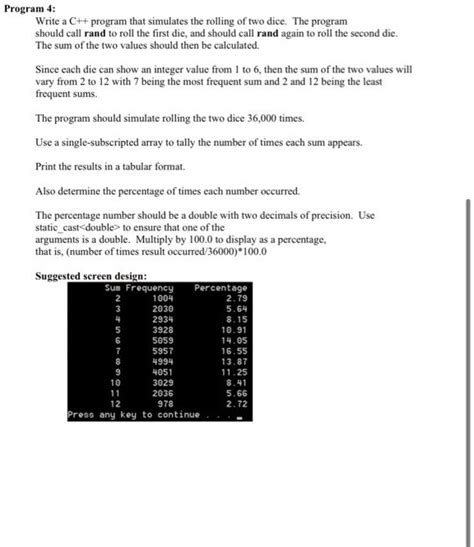 Solved Program 4 Write A C Program That Simulates The Rolling Of