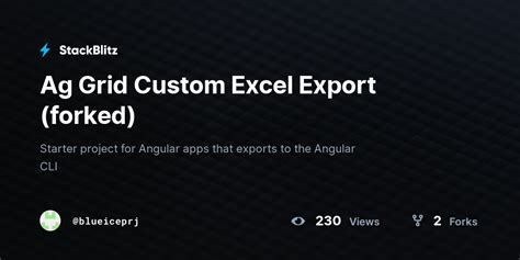 Ag Grid Custom Excel Export Forked Stackblitz
