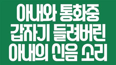 실화사연 아내와 통화중 갑자기 들려버린 아내의 신음 소리 라디오드라마 사이다사연 Youtube