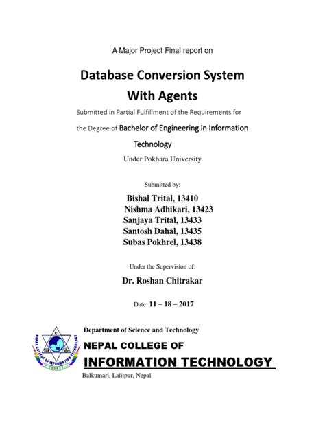Database Conversion System With Agents Final Pdf Databases