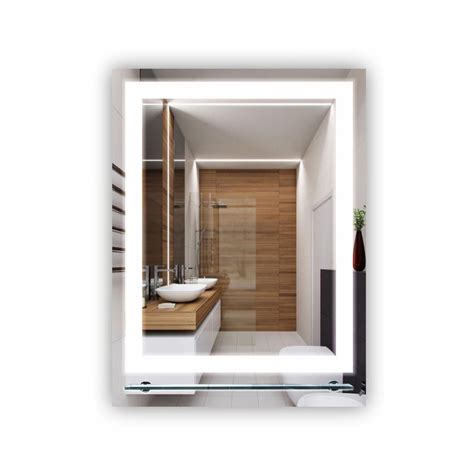 ᐉ Дзеркало для ванної кімнати з Led підсвіткою Sr 027 600х800 мм з поличкою • Краща ціна в Києві