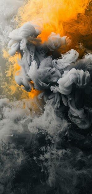 The Background Features Vibrant Abstract Orange And Gray Smoky Swirls With A Dynamic Visual