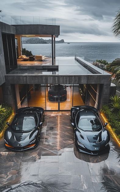 A Blackferrari F8 And Two Other Cars Were Parked Premium Ai Generated Image