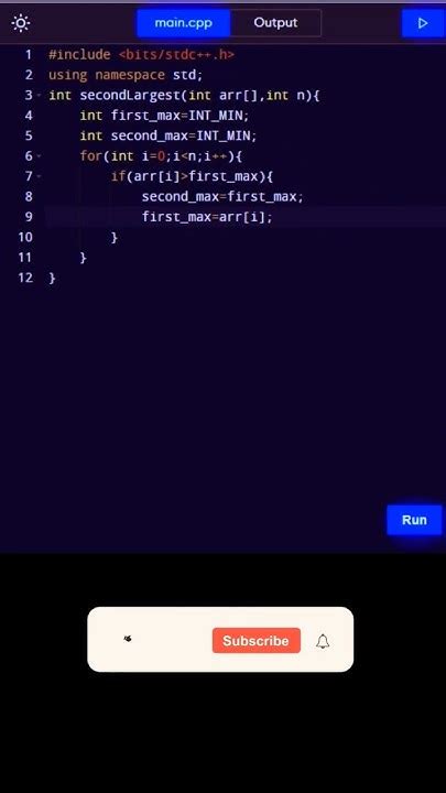 Second Largest Element In Array Dsa Foundation Coding Programming Cpp Shorts Youtube