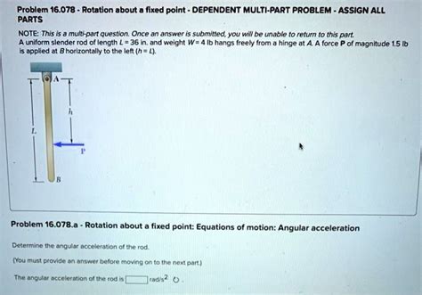 solved problem 16 078 rotation about fixed point dependent multi