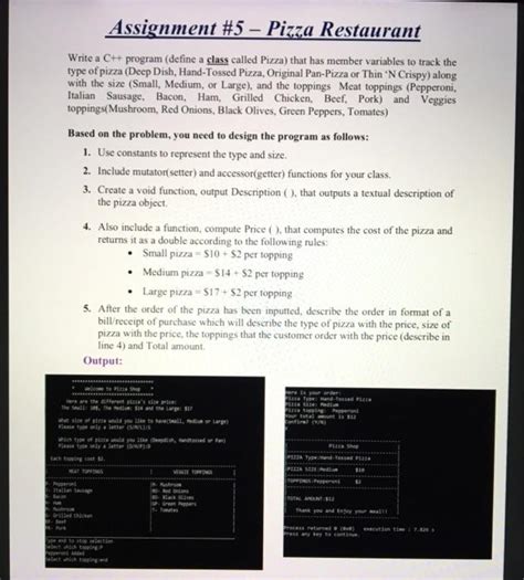 Solved Assignment 5 Pizza Restaurant Write A C Program