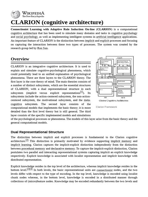 Clarioncognitivearchitecture Pdf Cognition Cognitive Science