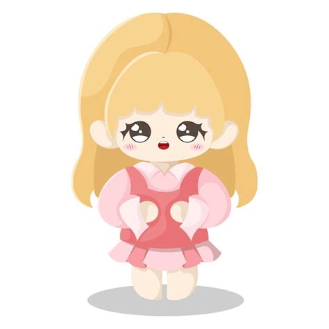 귀여운 소녀 캐릭터 디자인 일러스트 프리미엄 벡터