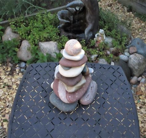 Garden Cairn Re Stackable Beach Stone Cairn Sculpture Rock Cairn For