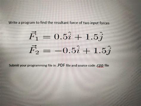 Solved Write A Program To Find The Resultant Force Of Two