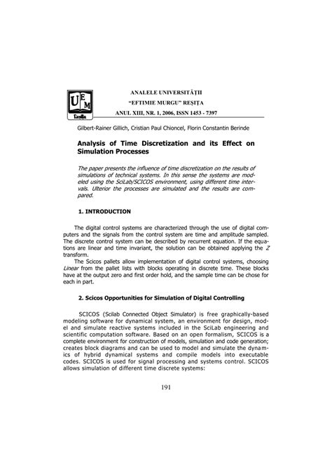 Pdf Analysis Of Time Discretization And Its Effect On Simulation Processes