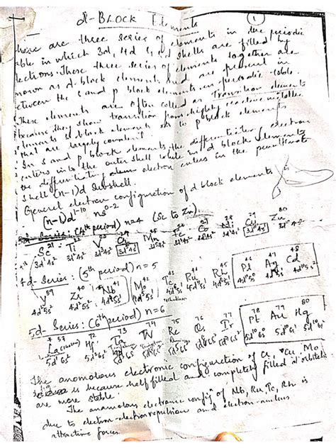 D Block Elements Pdf