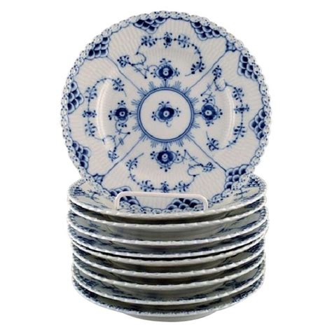 10 Royal Copenhagen Blue Fluted Full Lace Plates In Porcelain At 1stdibs