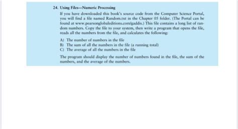 Solved 24 Using Files Numeric Processing If You Have